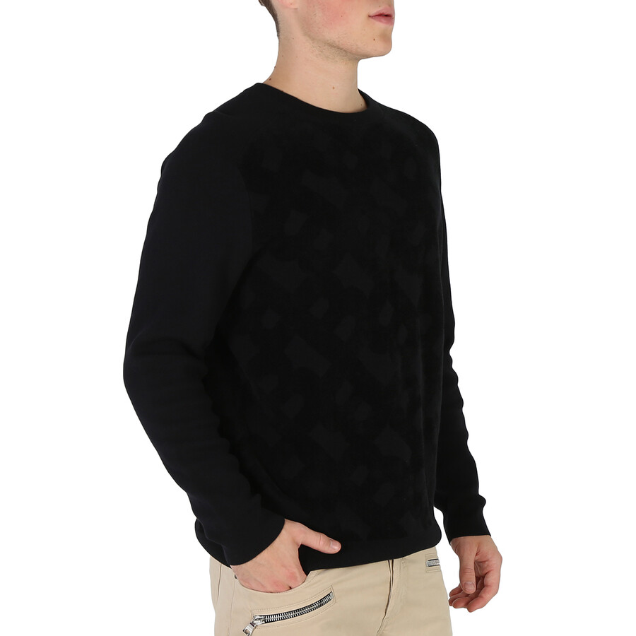 Hugo Boss Men's Black Monogram Jacquard Pattern Sweater, Size X-Large ...