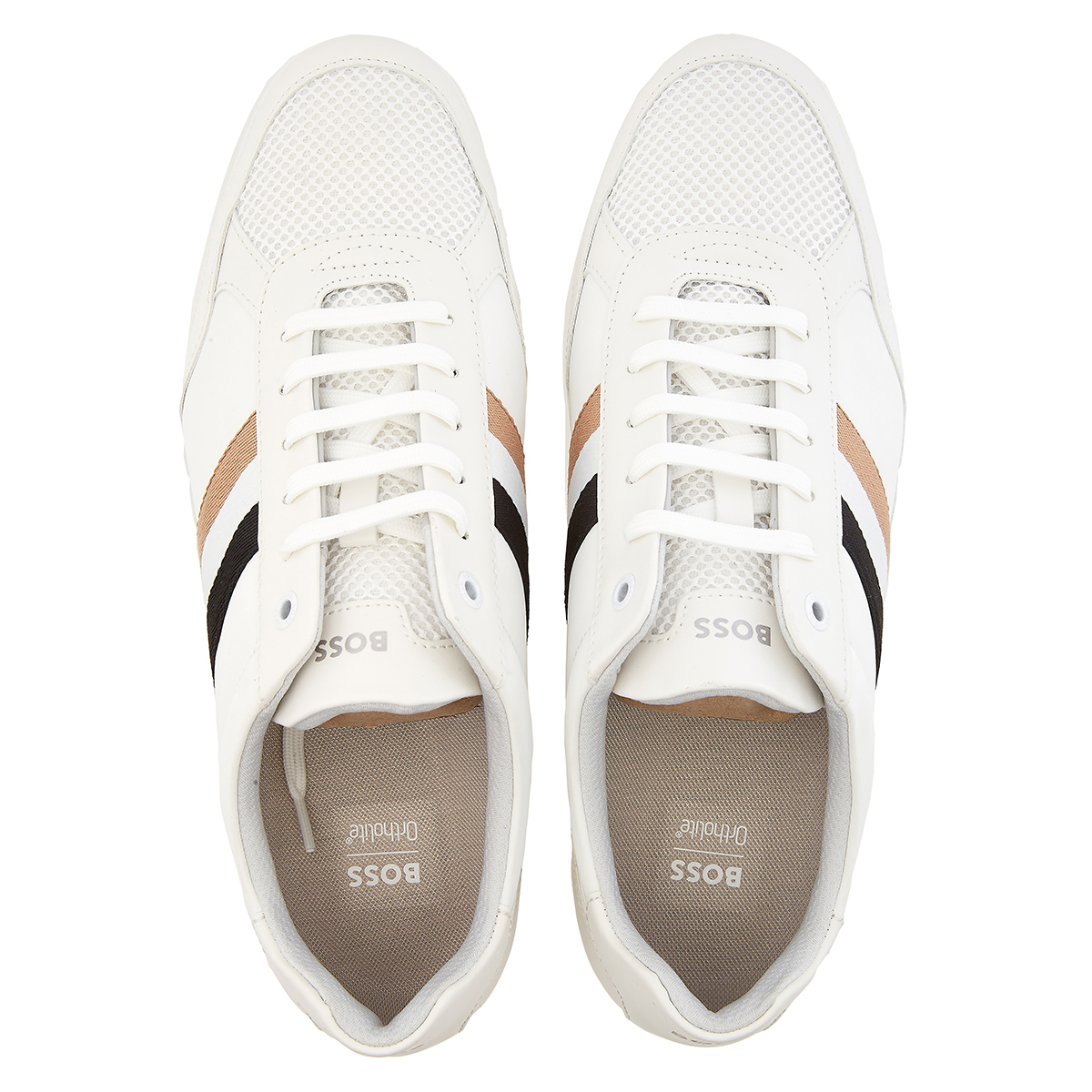 Hugo Boss Men's White Saturn Mesh-Toe Trainers, Brand Size 42 ( US Size ...