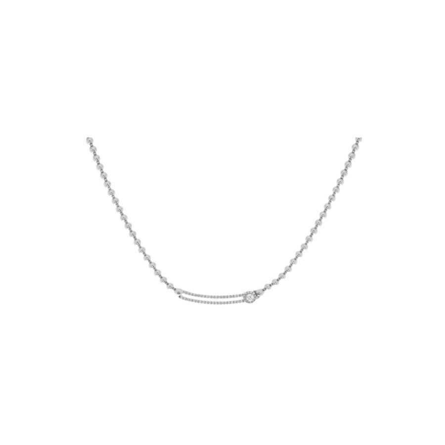 Hulchi Belluni 65252A-Ww 18K Wg Necklace Pave Open Bar Round Station 0. ...