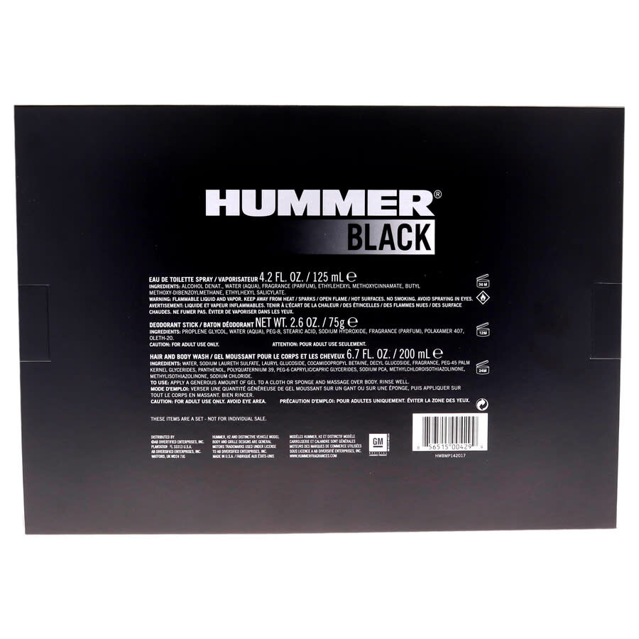 Hummer Black by Hummer for Men - 3 Pc Gift Set 4.2oz EDT Spray, 2.6oz ...