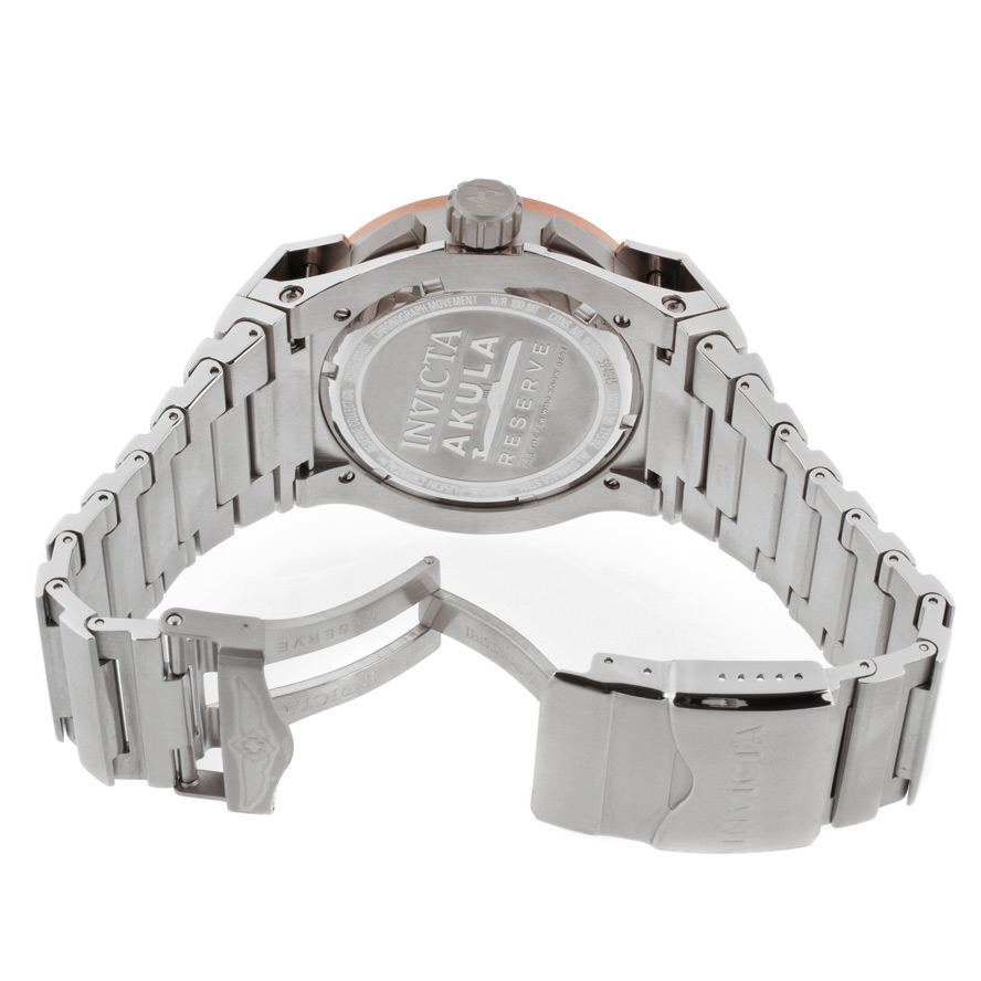 Invicta Akula Reserve Chronograph Silver Dial Rose Gold-Tone Bezel Men ...