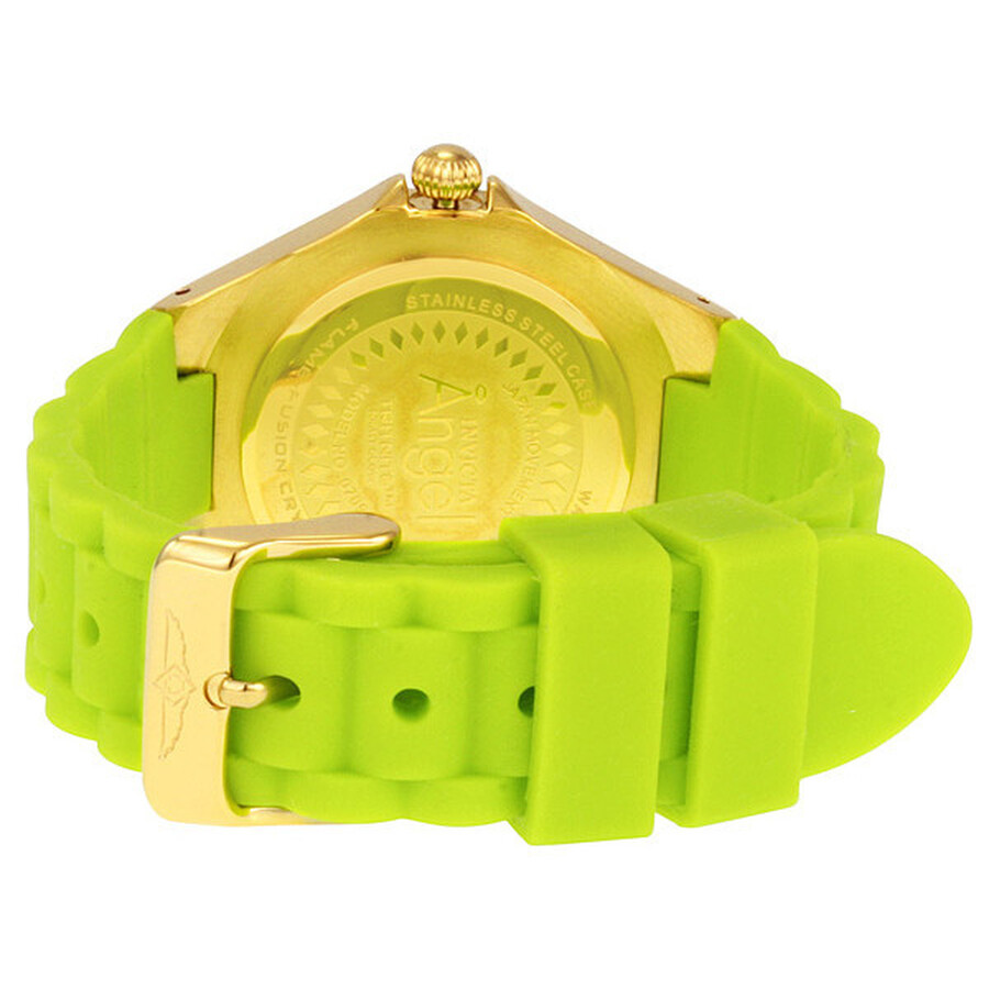 Invicta Angel Collection Gold-Plated Lime Green Polyurethane Ladies ...