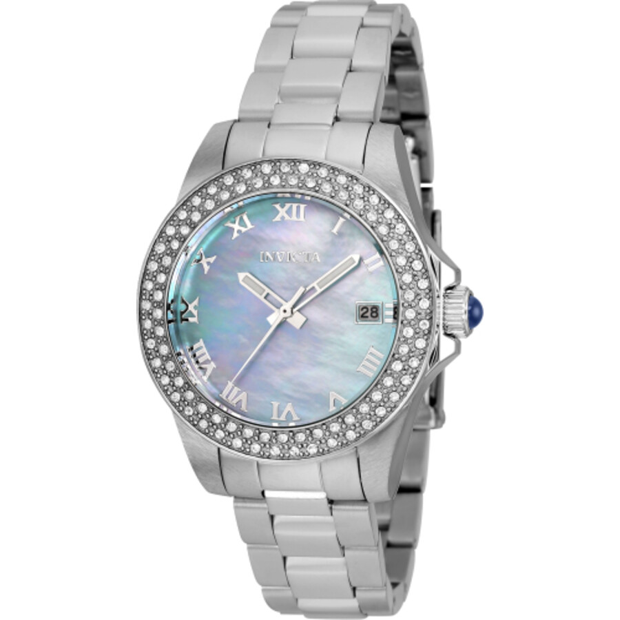 Invicta Angel Quartz Crystal Blue Dial Ladies Watch 36071 886678440870 ...