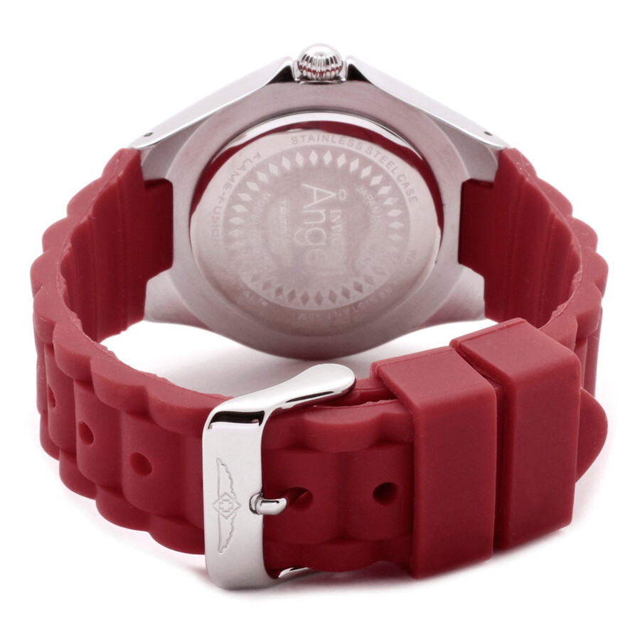 Invicta Angel Silver Dial Red Silicone Ladies Watch 0701 843836007016 ...