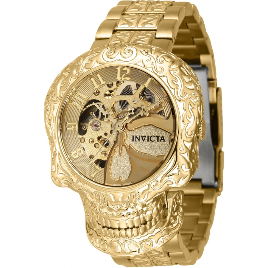 Invicta Artist Skull Automatic Gold Dial Ladies Watch 42773 ...