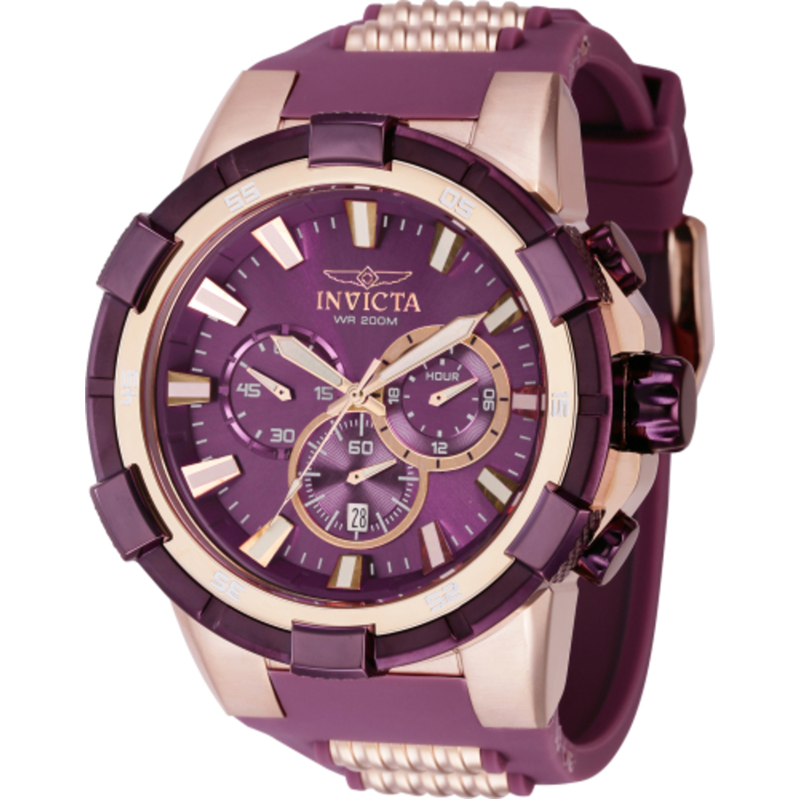 Invicta Aviator Chronograph GMT Quartz Light Purple Dial Men's Watch ...