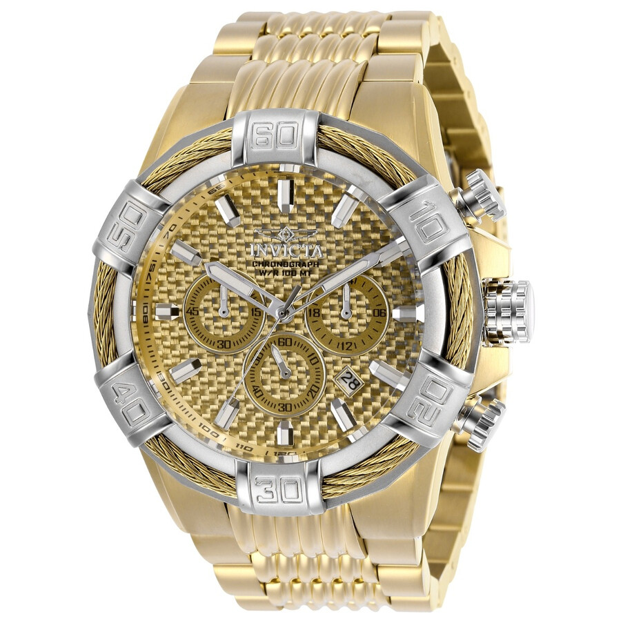 Invicta Bolt Chronograph GMT Date Quartz Gold Dial Men's Watch 29034 ...