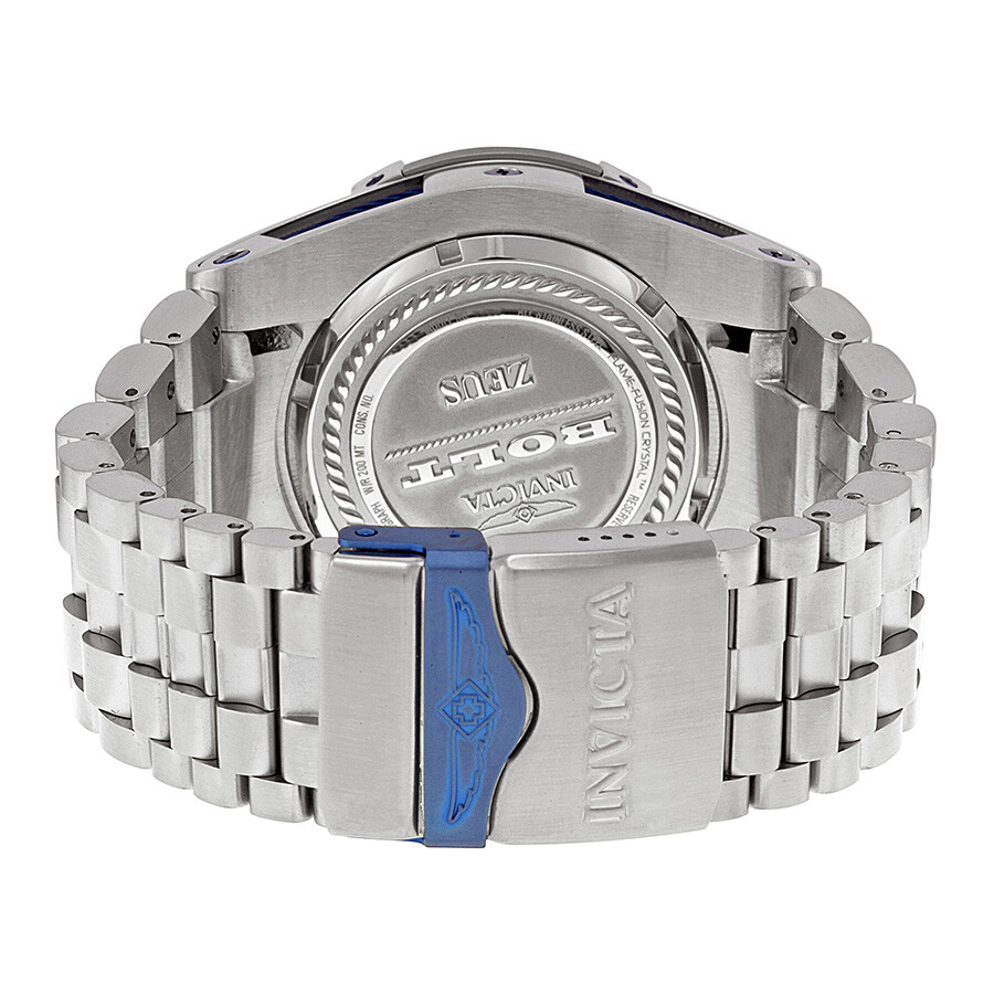 Invicta Bolt Chronograph Silver-tone Dial Stainless Steel Blue PVD Men ...