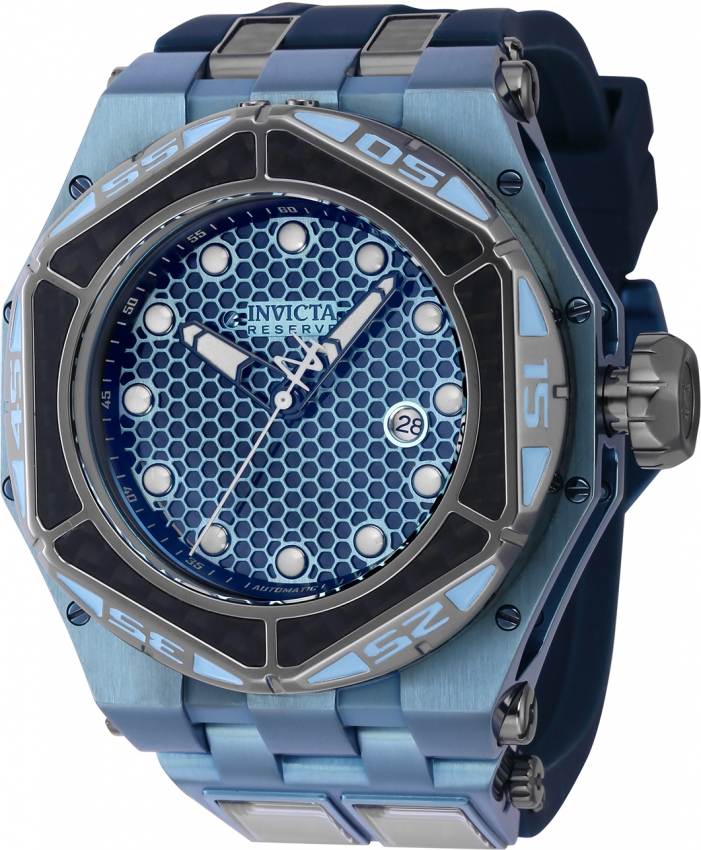 Invicta Carbon Hawk Automatic Date Hexagon Blue Dial Men's Watch 38910 ...