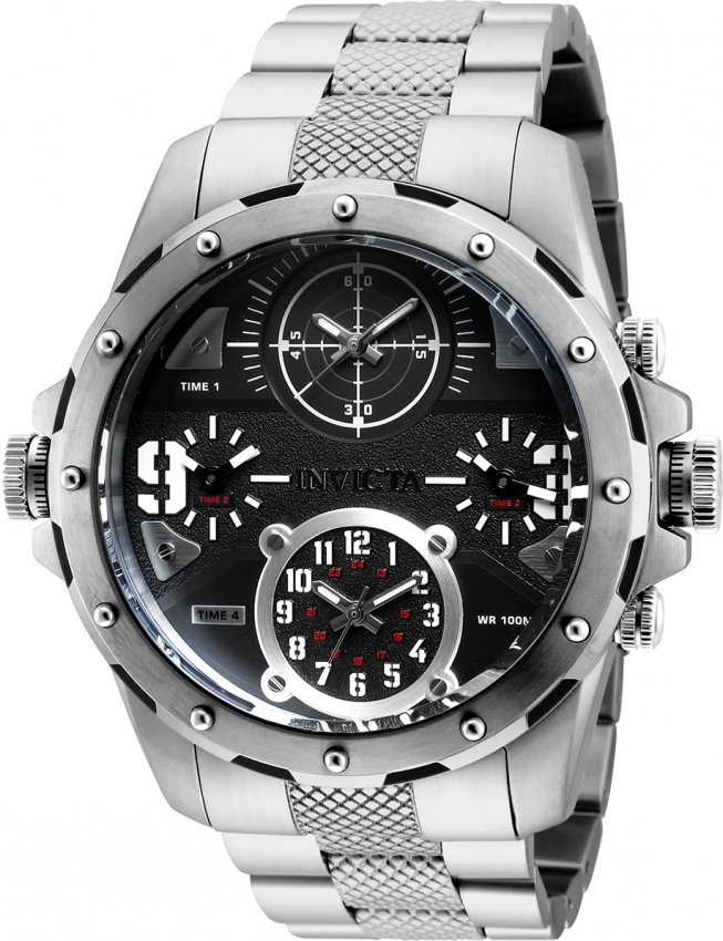 Invicta Coalition Forces Quartz Black Four Time Zone Dial Men's Watch ...
