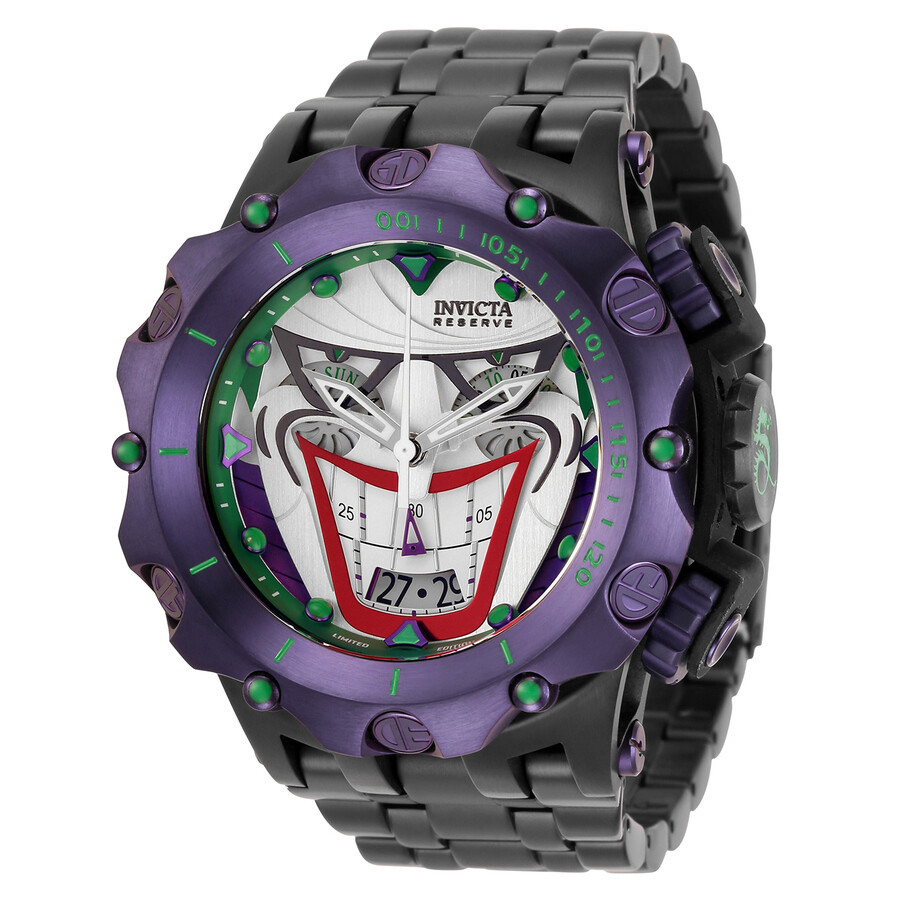 Invicta DC Comics Joker Chronograph Quartz Silver Dial Men's Watch ...