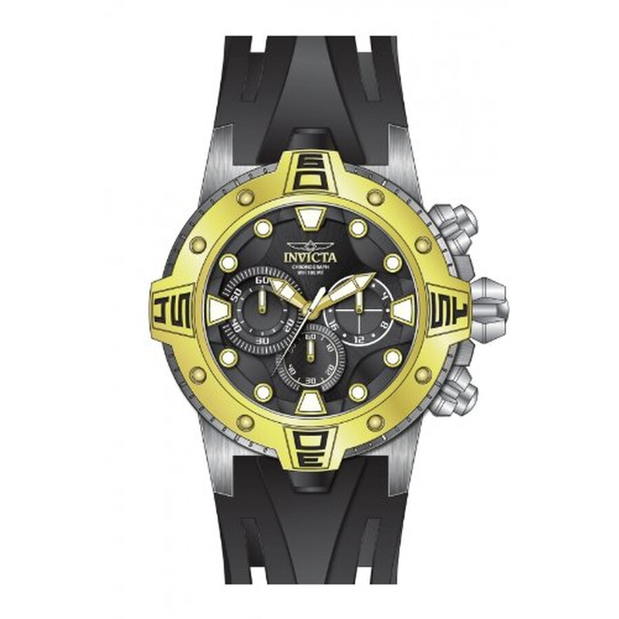 Invicta Excursion Chronograph Black Dial Black Polyurethane Men's Watch ...