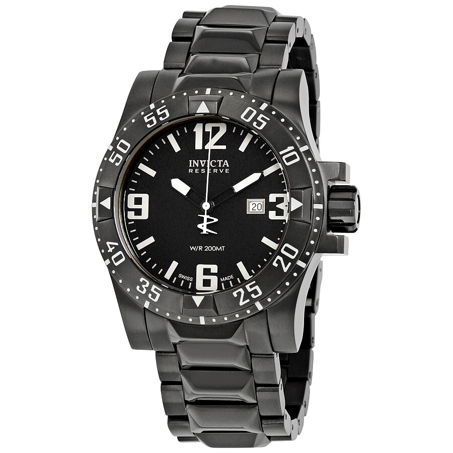 Invicta Excursion Reserve Black Dial Black Ion-plated Men's Watch 6250 ...
