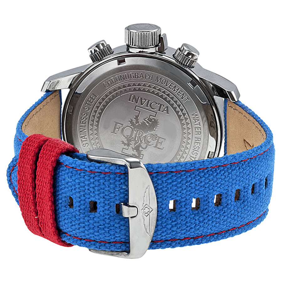 Invicta Force Lefty Crown Chronograph Blue Dial Blue Fabric Men's Watch ...