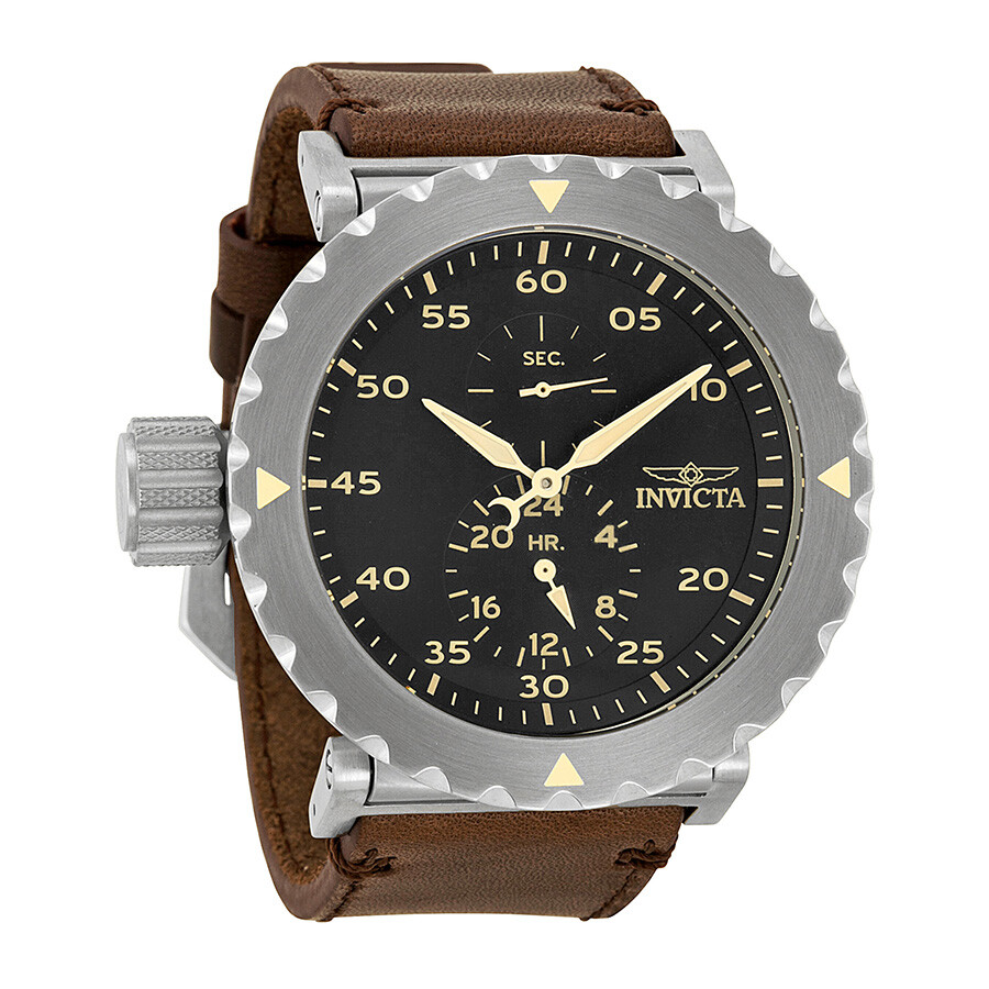 Invicta I-Force Black Dial Brown Leather Men's Watch 14636 886678153121 ...