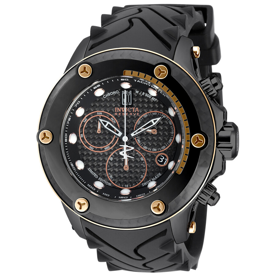 Invicta Jason Taylor Chronograph Black Dial Black Polyurethane Men's ...