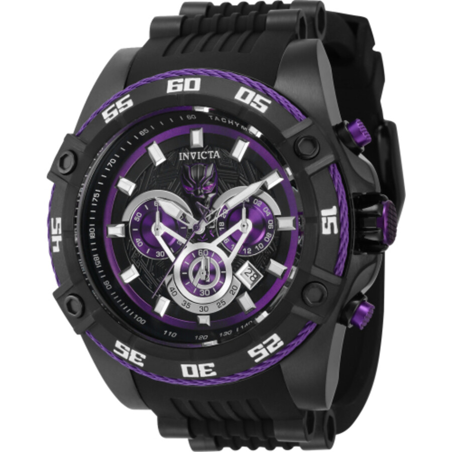 Invicta Marvel Black Panther Chronograph GMT Quartz Purple Dial Men's ...