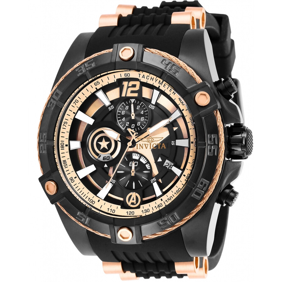 Invicta Marvel Captain America Chronograph Black Dial Men's Watch 26791 ...