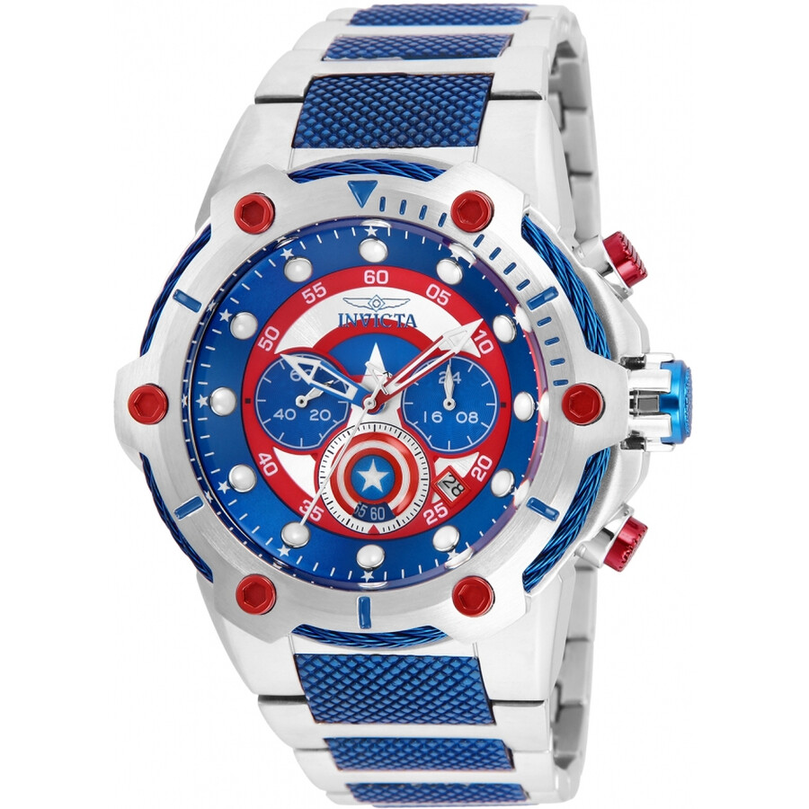Invicta Marvel Captain America Chronograph Blue Dial Men's Watch 25780 ...