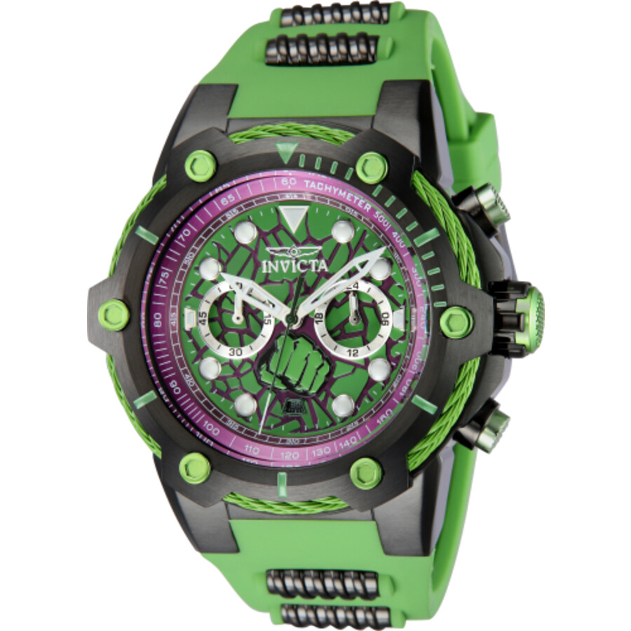 Invicta Marvel Hulk Chronograph GMT Quartz Green Dial Men's Watch 43391 ...
