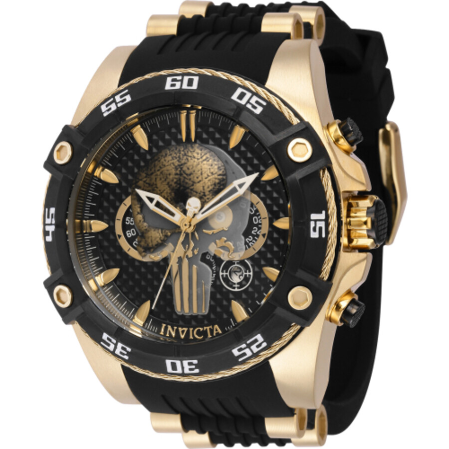 Invicta Marvel Punisher Chronograph GMT Quartz Black Dial Men's Watch ...