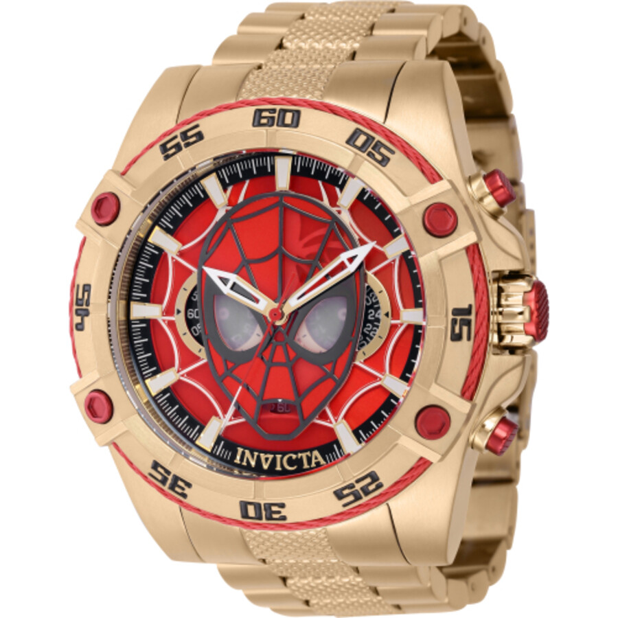 Invicta Marvel Spiderman Chronograph GMT Quartz Red Dial Men's Watch ...