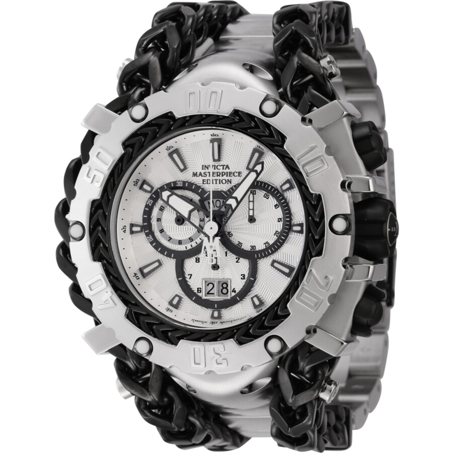 Invicta Masterpiece Chronograph Date day Quartz Silver Dial Men's Watch ...