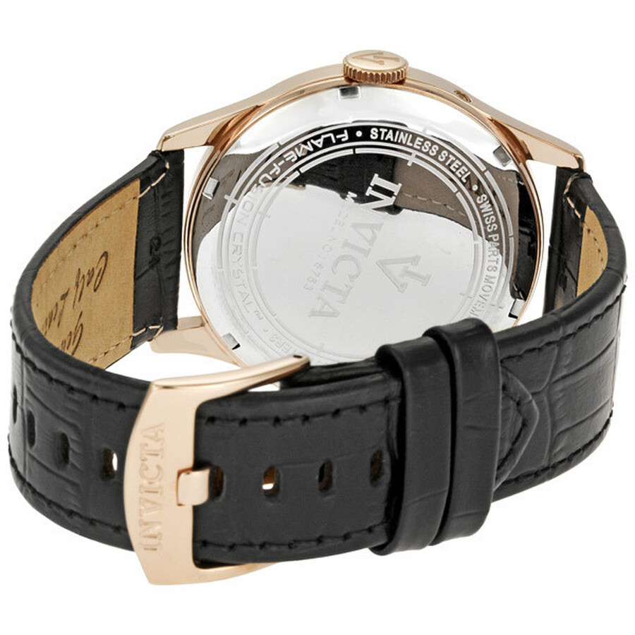 Invicta Vintage Quartz Silver Dial Black Leather Men's Watch 6753 ...
