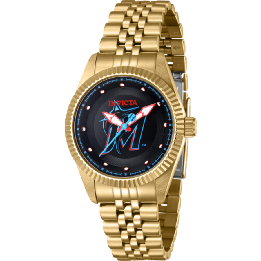 Invicta MLB Miami Marlins Quartz Black Dial Ladies Watch 42957 ...