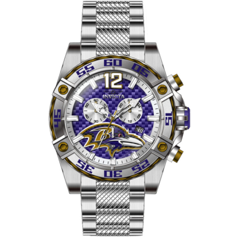 Invicta Nfl Baltimore Ravens Chronograph GMT Quartz Purple Dial Men's ...