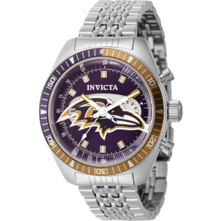 Invicta Nfl Baltimore Ravens World Time GMT Quartz Purple Dial Men's Watch 45007 886678598199 ...