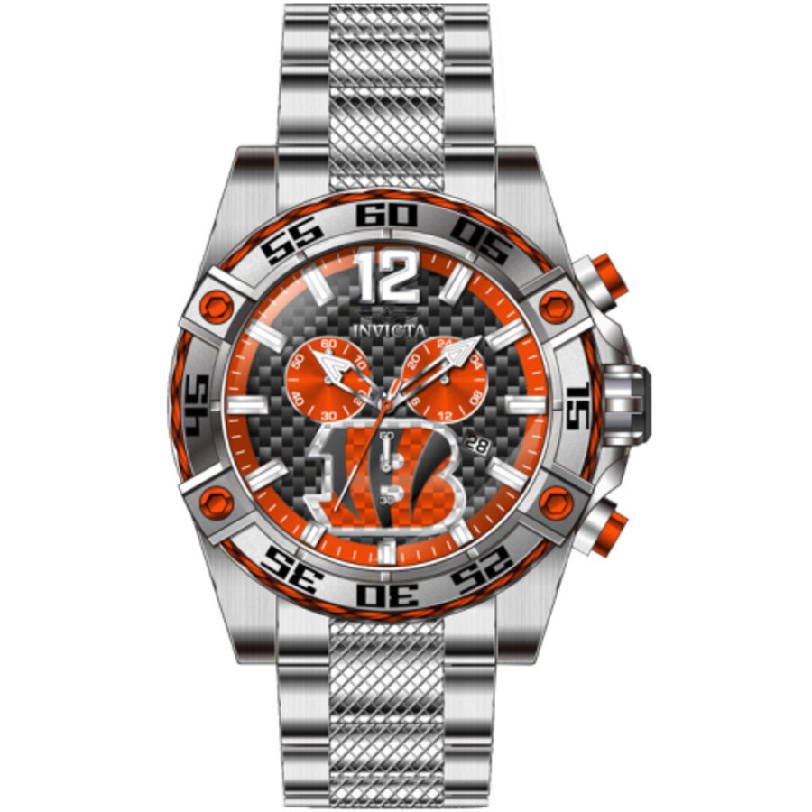 Invicta Nfl Cincinnati Bengals Chronograph GMT Quartz Black Dial Men's ...