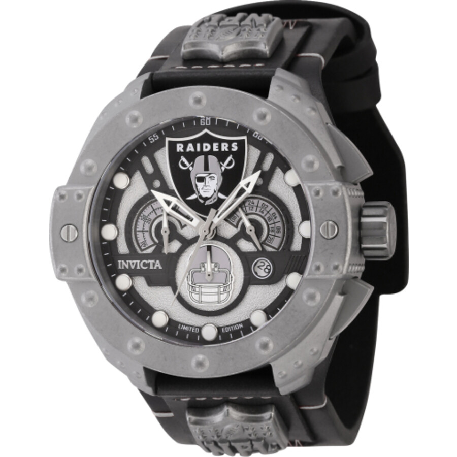 Invicta NFL Las Vegas Raiders Chronograph GMT Quartz Gunmetal Dial Men ...