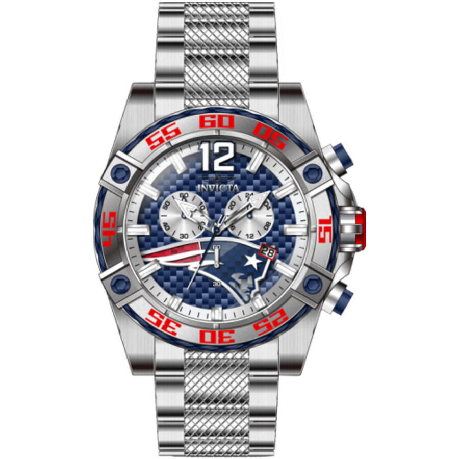 Invicta Nfl New England Patriots Chronograph GMT Quartz Blue Dial Men's ...