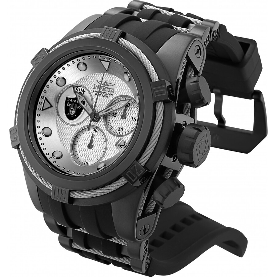 Invicta NFL Oakland Raiders Chronograph Quartz Silver Dial Men's Watch ...