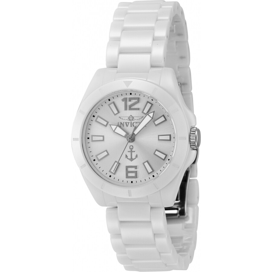 Invicta Ocean Voyage Quartz Silver Dial Ceramic Ladies Watch 46299 ...