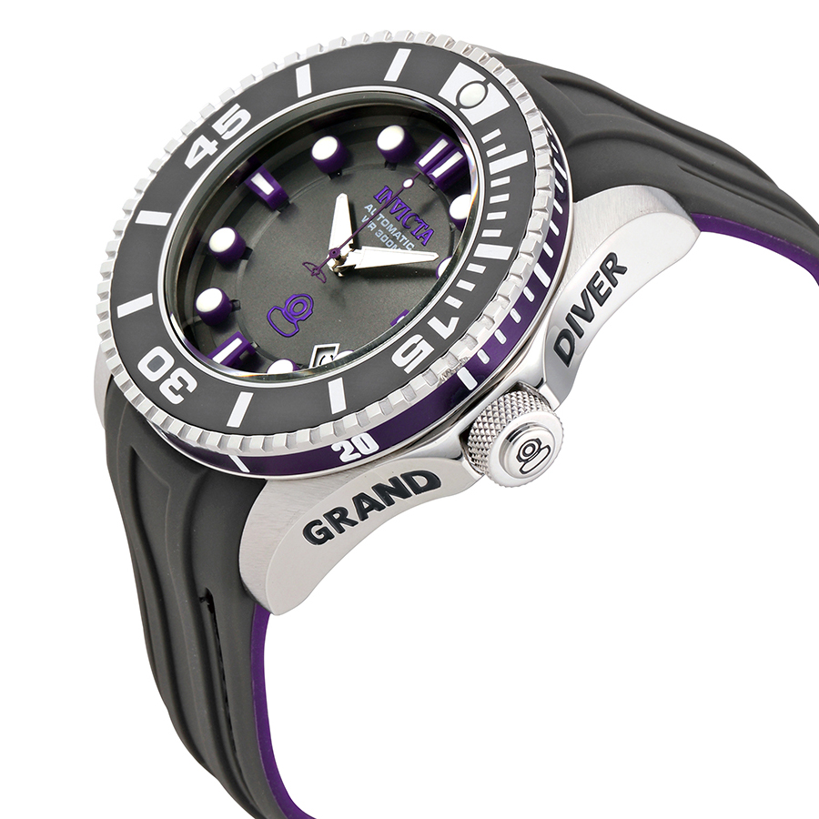 Invicta Pro Diver Automatic Black Dial Black and Purple Silicone Men's ...