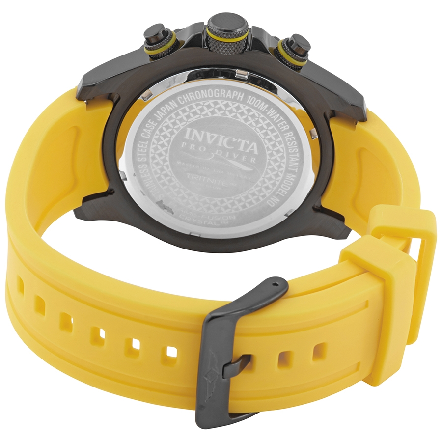 Invicta Pro Diver Black Carbon Fiber Dial Yellow Polyurethane Men's ...
