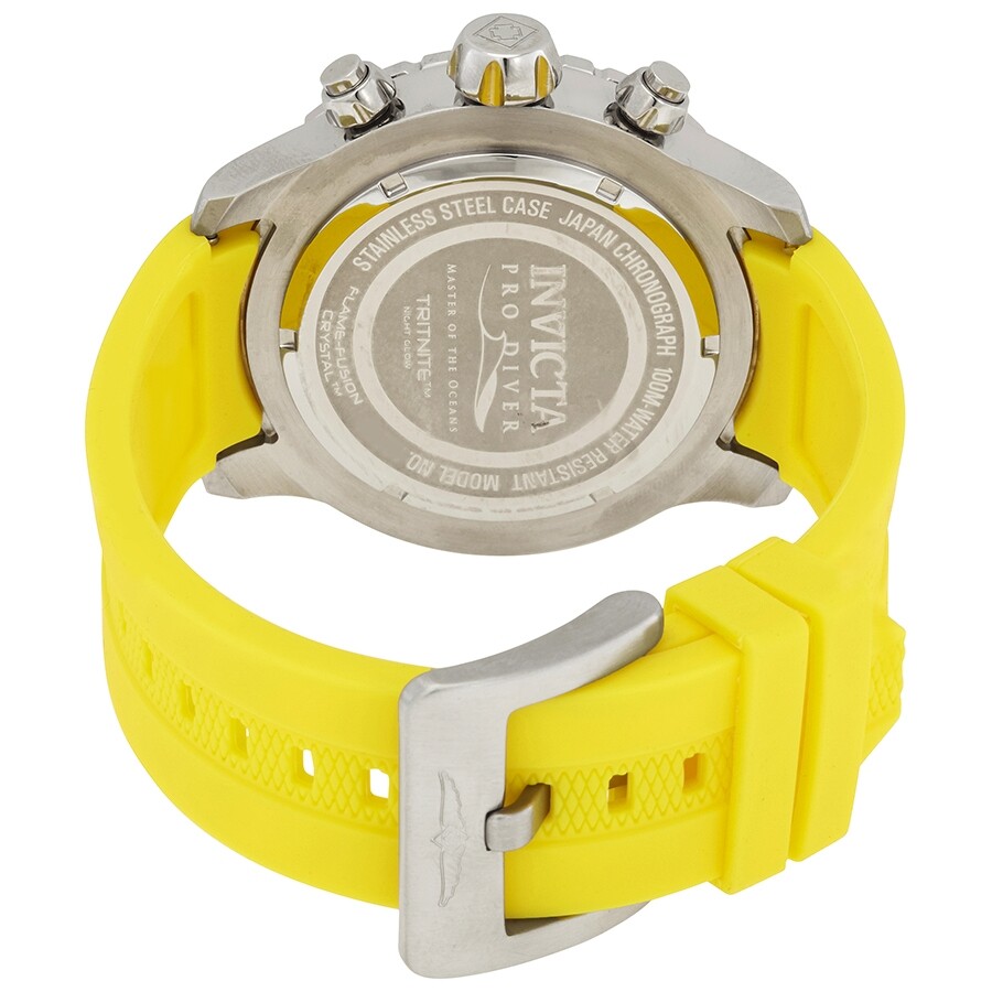 Invicta Pro Diver Chronograph Black Dial Yellow Polyurethane Men's ...