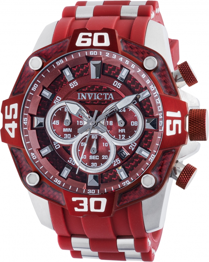 Invicta Pro Diver Chronograph GMT Date Quartz Red Dial Men's Watch ...