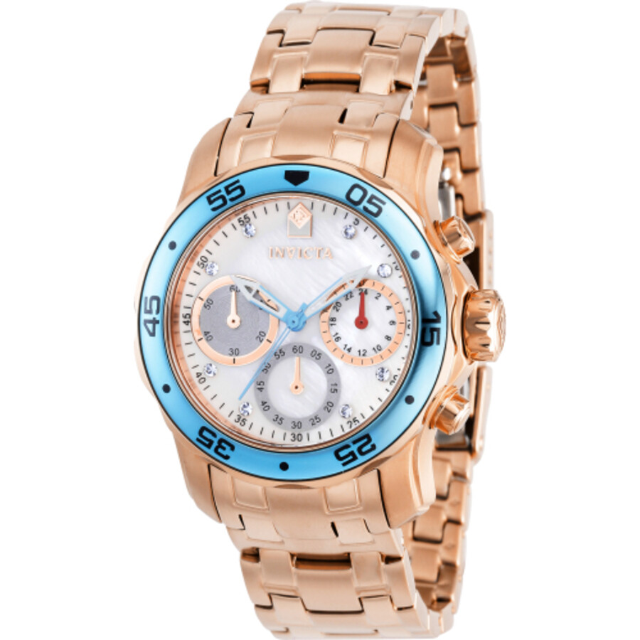 Invicta Pro Diver Chronograph GMT Quartz Crystal Mother of Pearl Dial ...
