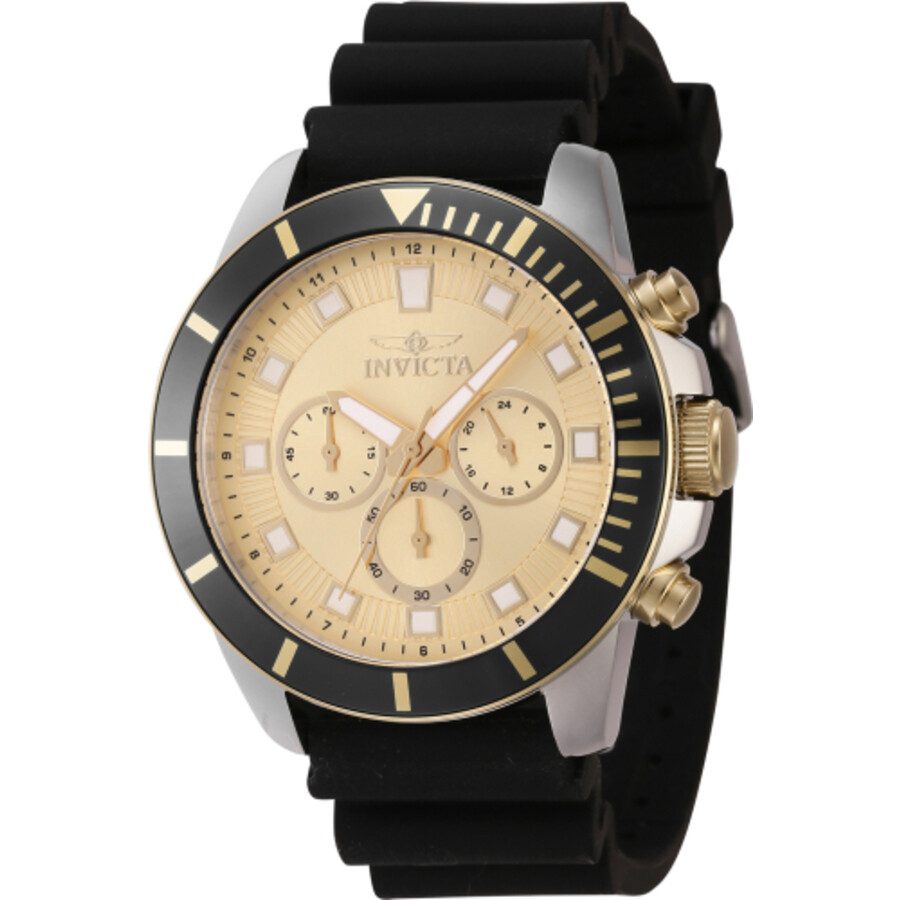 Invicta Pro Diver Chronograph GMT Quartz Gold Dial Men's Watch 46084 ...