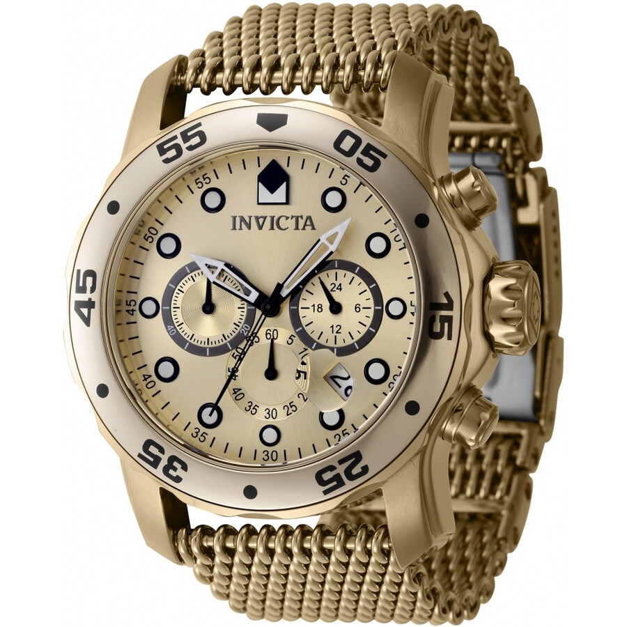 Invicta Pro Diver Chronograph GMT Quartz Gold Dial Men's Watch 47240 ...