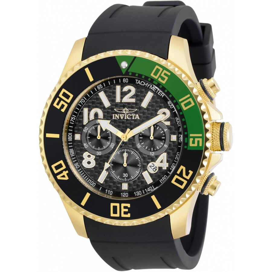 Invicta Pro Diver Chronograph Quartz Black Dial Sprite Bezel Men's ...