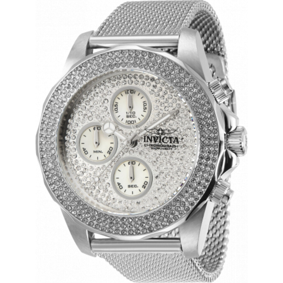 Invicta Pro Diver Chronograph Quartz Crystal Silver Dial Ladies Watch ...