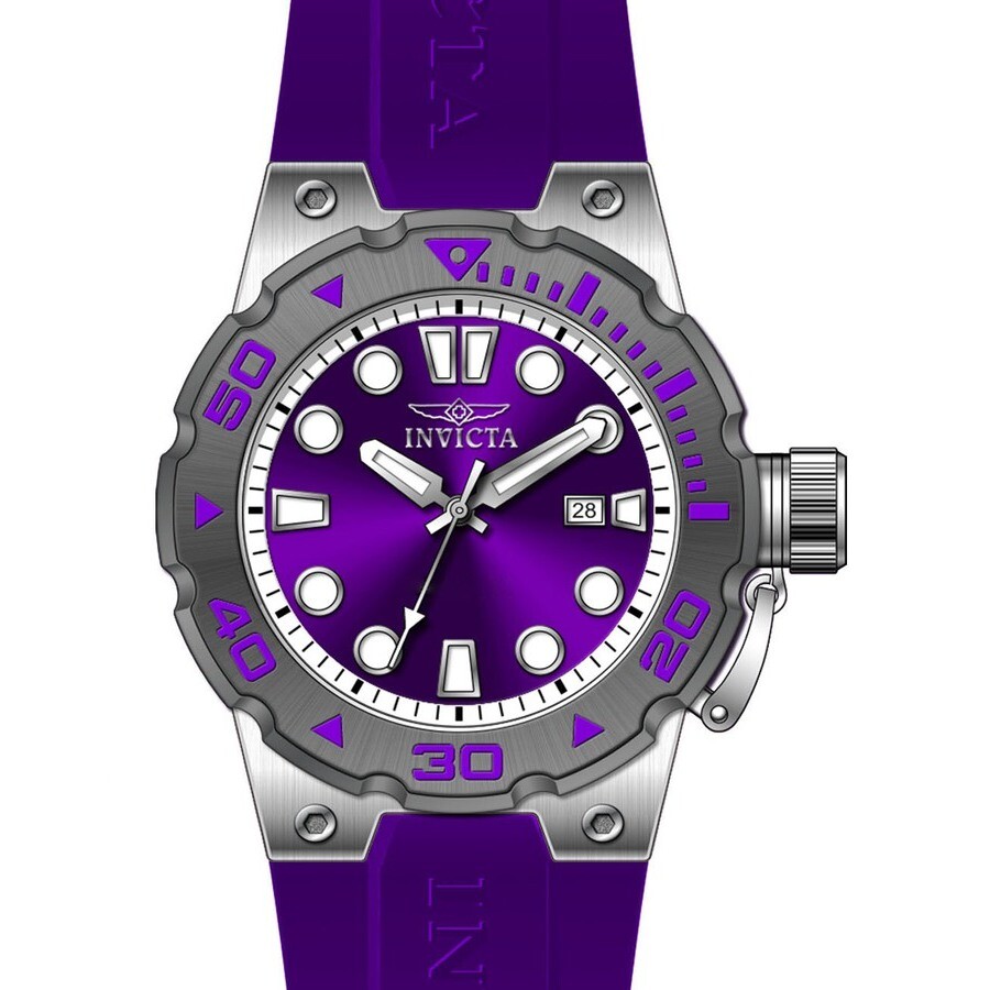 Invicta Pro Diver Quartz Purple Dial Men's Watch 36992 886678457304 ...