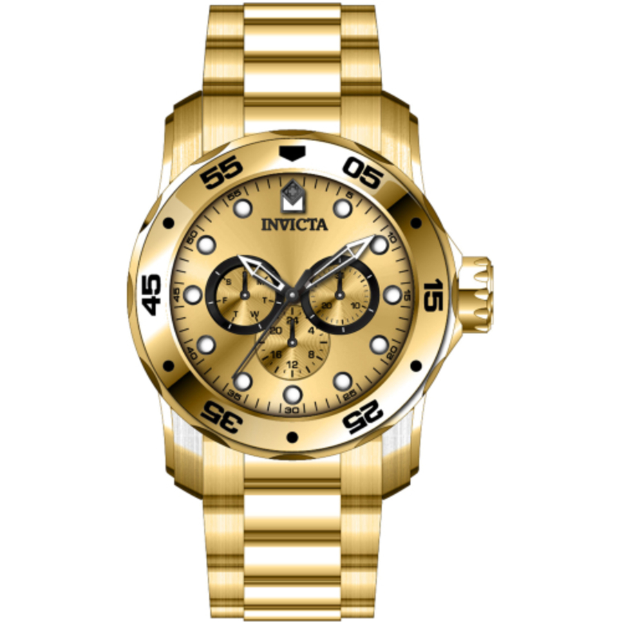 Invicta Pro Diver SCUBA GMT Quartz Gold Dial Men's Watch 45725 ...