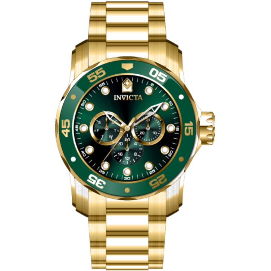 Invicta Pro Diver SCUBA GMT Quartz Green Dial Men's Watch 45727 ...