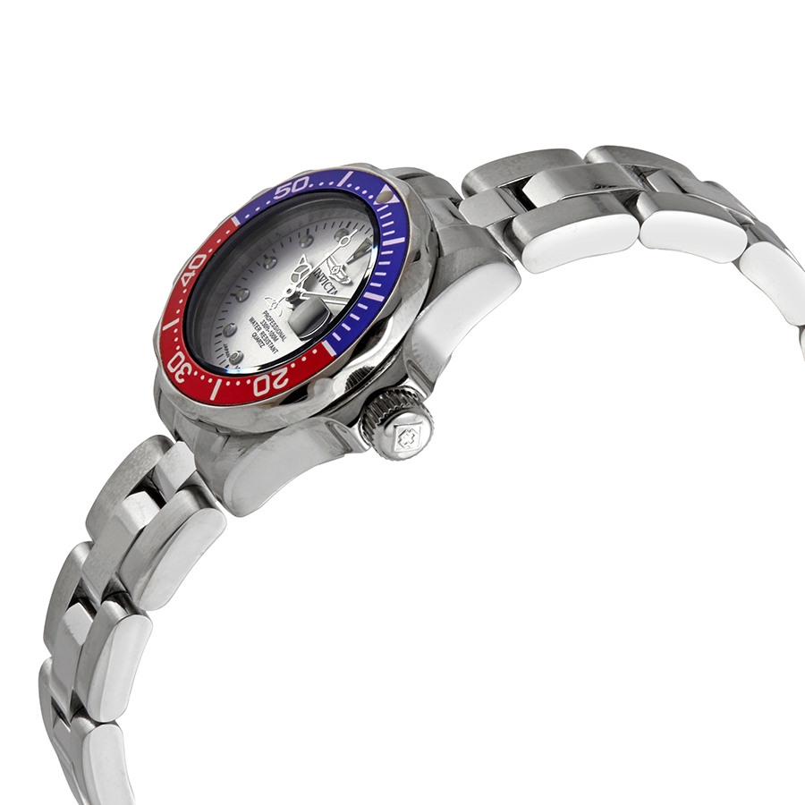 Invicta Pro Diver White Dial Stainless Steel Pepsi Bezel Ladies Watch ...
