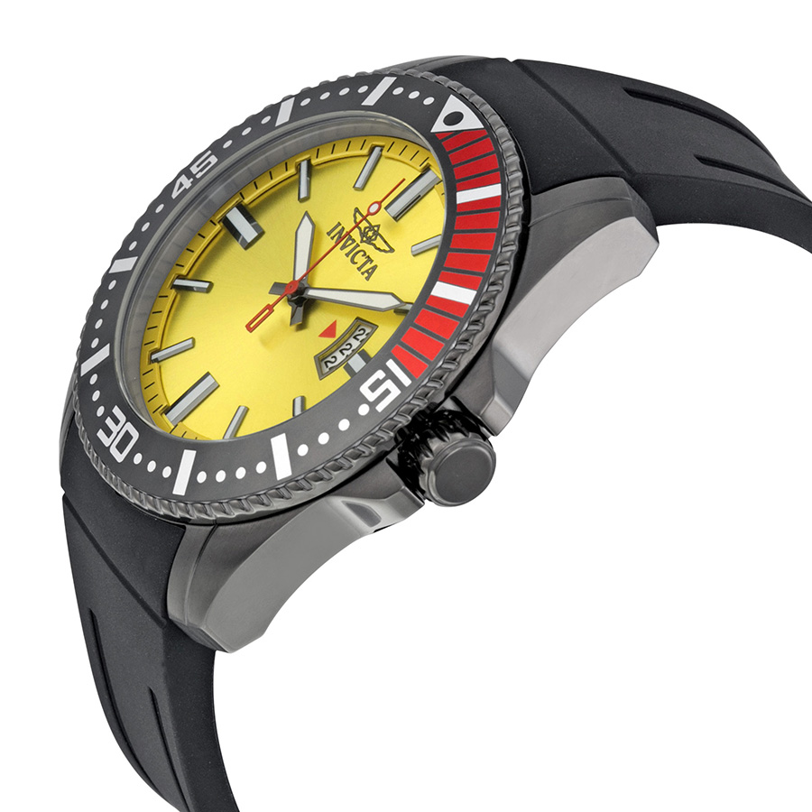 Invicta Pro Diver Yellow Dial Black Polyurethane Men's Watch 21448 ...